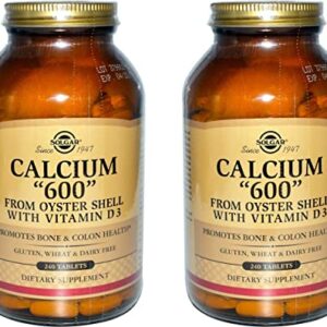 Solgar, Calcium "600", from Oyster Shell with Vitamin D3, 240 Tablets - 2pc