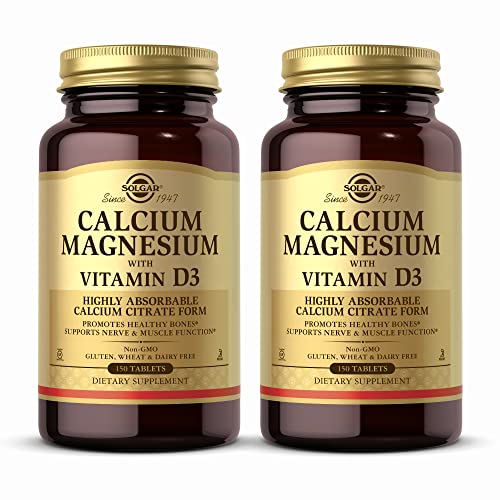 Solgar Calcium Magnesium with Vitamin D3 - 150 Tablets, Pack of 2 - Promotes Healthy Bones, Supports Nerve & Muscle Function - Non-GMO, Gluten Free, Kosher - 60 Total Servings