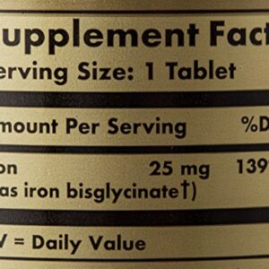 Solgar Chelated Iron, 100 Tablets - Highly Absorbable Iron - Gentle on Your Stomach - Cardiovascular Support - Vegan, Gluten Free, Dairy Free, Kosher - 100 Servings