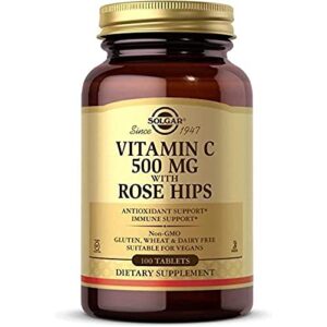 solgar vitamin c 500 mg with rose hips, 100 tablets – antioxidant & immune support – overall health – supports healthy skin & joints – non gmo, vegan, gluten free, dairy free, kosher – 100 servings