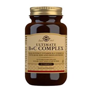 Solgar B-Complex with Vitamin C Stress Formula, 100 Tablets - Energy Metabolism - Nervous System & Immune Support - Non-GMO, Vegan, Gluten Free, Dairy Free, Kosher, Halal - 50 Servings