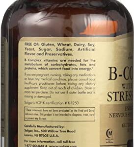 Solgar B-Complex with Vitamin C Stress Formula, 100 Tablets - Energy Metabolism - Nervous System & Immune Support - Non-GMO, Vegan, Gluten Free, Dairy Free, Kosher, Halal - 50 Servings