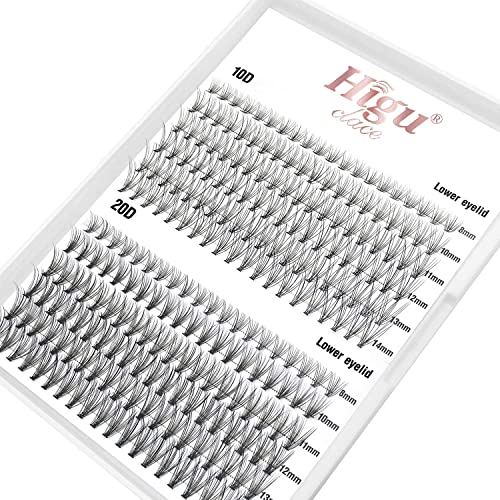 240 PCS Lash Clusters DIY Eyelash Extension 10D/20D Cluster Lashes C Curl 8-16mm Individual Eyelashes Cluster Lashes Wisps Reusable Mini Eyelash Cluster Eyelash Extensions at Home (10D/20D C 8-14mm)