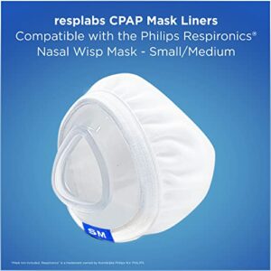 resplabs CPAP Mask Liners - Compatible with Philips Respironics Wisp Nasal Masks, Small/Medium - Reusable, Washable Cushion Covers - 4 Liner Pack