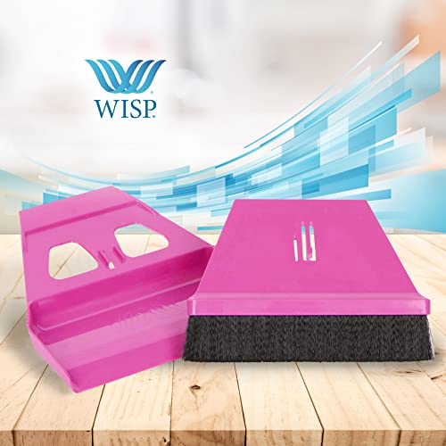 miniWISP Small Broom and Dustpan Set for Home, Hand Broom Pet Hair Remover Brush, Indoor Outdoor Household Cleaning Set, 6'' Width, Pink