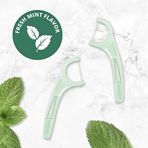 Plackers Micro Mint Dental Flossers, Fresh Mint Flavor, Fold-Out Toothpick, Super Tuffloss, Easy Storage with Sure-Zip Seal, 300 Count