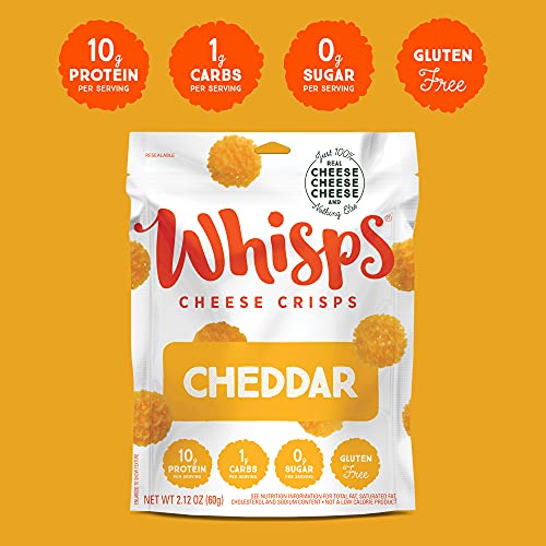 Whisps Cheese Crisps - Parmesan, Asiago, Tomato Basil, BBQ, & Cheddar Cheese Snacks, Keto Snacks, 21-29g of Protein Per Bag, Low Carb, Gluten & Sugar Free, Great Tasting Healthy Snack, All Natural Cheese Crisps - Variety, 2.12 Oz (Pack of 5)