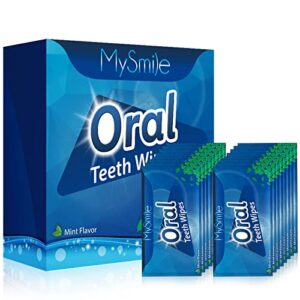 mysmile 100pcs teeth wipes disposal finger brush deep cleaning teeth wipes oral brush up tooth wipes ​for teeth cleaning mint flavor