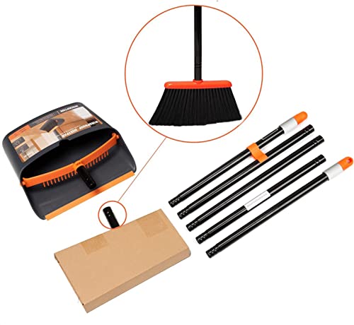 Broom and Dustpan/Dustpan with Broom Combo with 52" Long Handle for Home Kitchen Room Office Lobby Floor Use Upright Stand Up Broom and Dustpan Set for Home