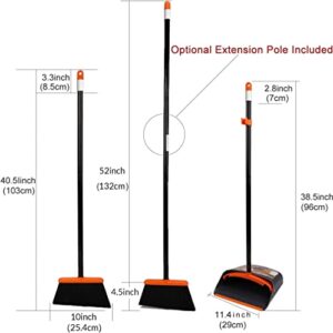 Broom and Dustpan/Dustpan with Broom Combo with 52" Long Handle for Home Kitchen Room Office Lobby Floor Use Upright Stand Up Broom and Dustpan Set for Home