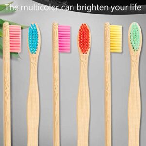 18 Pieces Bamboo Toothbrushes Tooth Brush Natural Bamboo Toothbrushes with BPA-Free Nylon Bristles and Ergonomic Handles in Individually Packaged (Multi-Colors)