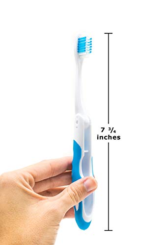 Lingito Travel Toothbrush, On The Go Folding Feature, Medium Bristle Brushes (3 Pack)