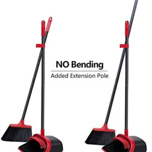 Broom and Dustpan Set, Broom and Dustpan, Broom and Dustpan Set for Home, Upgrade 52" Long Handle Broom with Stand Up Dustpan Combo Set for Office Home Kitchen Lobby Floor Use, Dust pan and Broom Set