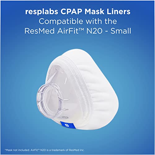 resplabs CPAP Mask Liners - Compatible with ResMed N20 Nasal CPAP Masks, Small - Reusable, Washable Cushion Covers - 4 Liner Pack