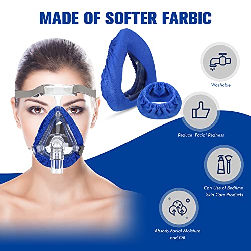 10 Pieces Mask Covers Reusable Soft Mask Liners Full Face Mask Liners Reduces Air Leaks and Blisters (Blue)