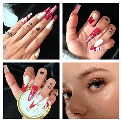 Press on Nails and Lashes Kit, ALPHONSE 24Pcs Long Coffin Fake Nails with Tattoo, Fluffy Wispy Lashes Natural Look False Eyelashes Pack