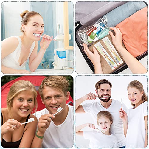 Disposable Toothbrushes with Toothpaste and Comb 3 in One Individually Wrapped 2 Colors Travel Toothbrushes Bulk for Hotels Homestays Charities Shelters Nursing Homes Homeless (60)