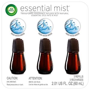 air wick essential mist refill, 3ct, fresh waters, air freshener, essential oils