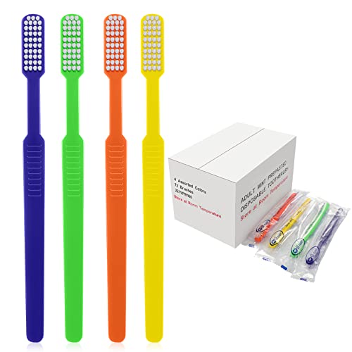 Prepasted Toothbrush Individually Wrapped - Disposable Pre-pasted Toothbrushes, Toothpaste Integrated In Toothbrushes, Soft Medium Bristles Travel Airbnb Tooth Brush, 4 Colors Adult Bulk Mint (72 Pcs)