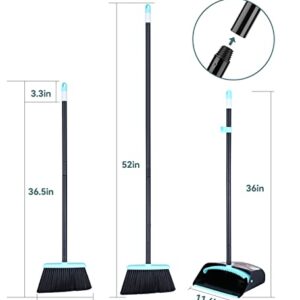 Broom and Dustpan Set for Home,Dust pan with Broom,Standing Dustpan and Broom with Long Handle for Indoor Lobby Office Kitchen Sweeping