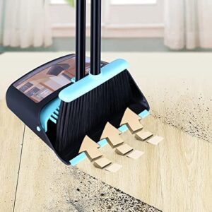 Broom and Dustpan Set for Home,Dust pan with Broom,Standing Dustpan and Broom with Long Handle for Indoor Lobby Office Kitchen Sweeping