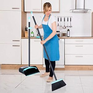 Broom and Dustpan Set for Home,Dust pan with Broom,Standing Dustpan and Broom with Long Handle for Indoor Lobby Office Kitchen Sweeping