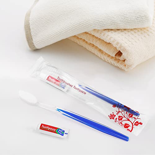 Travel Toothbrushes Kit,30Pcs Travel Toothbrush Set Disposable Toothbrushes with Toothpaste for Nursing Home,Hotel,Charity(Individually Wrapped)