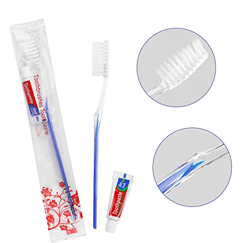 Travel Toothbrushes Kit,30Pcs Travel Toothbrush Set Disposable Toothbrushes with Toothpaste for Nursing Home,Hotel,Charity(Individually Wrapped)