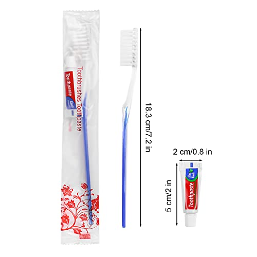 Travel Toothbrushes Kit,30Pcs Travel Toothbrush Set Disposable Toothbrushes with Toothpaste for Nursing Home,Hotel,Charity(Individually Wrapped)