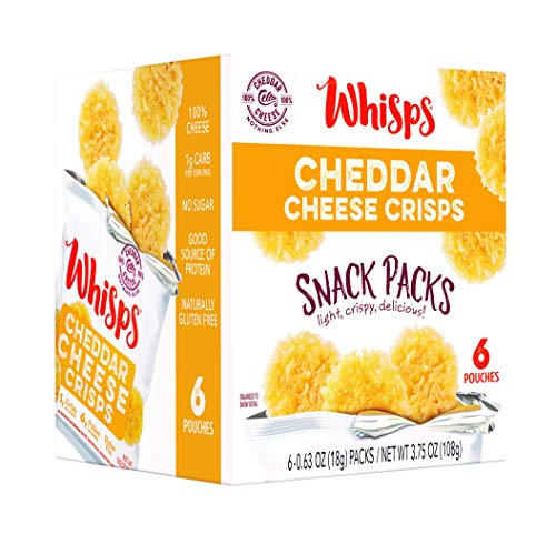 Whisps Cheddar Cheese Crisps Snap Packs Light,Crispy,Delicious 1-Box 6-Individual Pouches