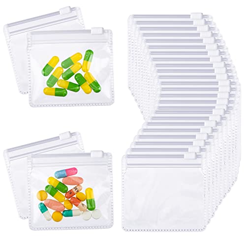 Pill Pouch Bags Zippered Pill Pouch Set Reusable Pill Baggies Clear Plastic Pill Bags Self Sealing Travel Medicine Organizer Storage Pouches with Slide Lock for Pills and Small Items (24 Pieces)