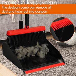 PHYEX 2-Pack Dustpan and Broom Set for Home Cleanup, Dustpan with Adjustable Handle, Broom with Dustpan Combo Set