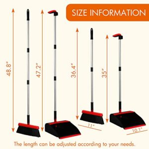 PHYEX 2-Pack Dustpan and Broom Set for Home Cleanup, Dustpan with Adjustable Handle, Broom with Dustpan Combo Set