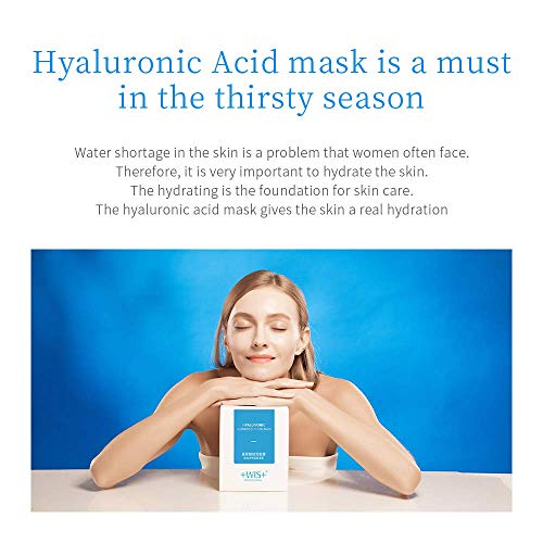 +WIS+ Hyaluronic Acid Essence 24 Sheet Mask，with Aloe Vera, Vitamin B5, Deep Hydration and Moisturizing Anti Aging Facial Mask，Beauty Mask For All Skin Care Type