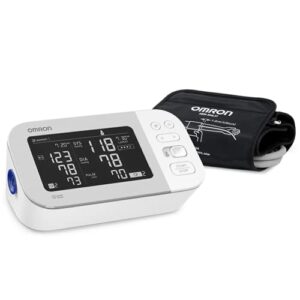 omron platinum blood pressure monitor, upper arm cuff, digital bluetooth blood pressure machine, stores up to 200 readings for two users (100 readings each)