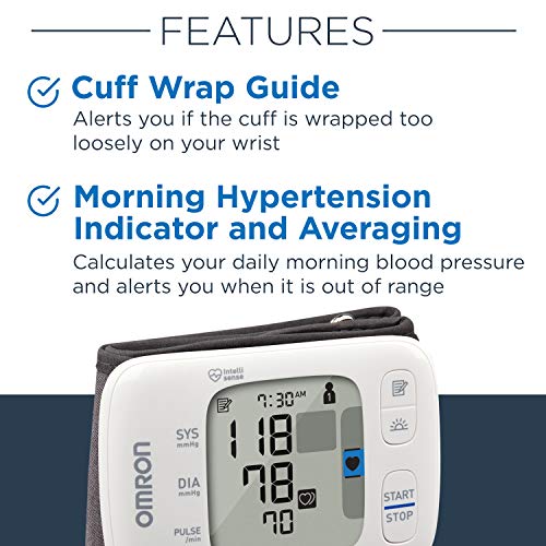 OMRON Gold Blood Pressure Monitor, Portable Wireless Wrist Monitor, Digital Bluetooth Blood Pressure Machine, Stores Up To 200 Readings for Two Users (100 readings each)