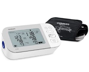 omron gold blood pressure monitor, premium upper arm cuff, digital bluetooth blood pressure machine, stores up to 120 readings for two users (60 readings each)