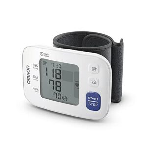 omron rs4 wrist blood pressure monitor with intelligence technology, cuff wrapping guide and irregular heartbeat detection for most accurate measurement