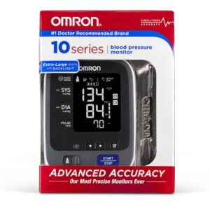 Omron 10 Series Upper Arm Blood Pressure Monitor; 2-User, 200-Reading Memory, Backlit Display, TruRead Technology, BP Indicator LEDs by Omron