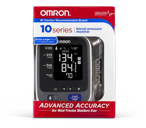 Omron 10 Series Upper Arm Blood Pressure Monitor; 2-User, 200-Reading Memory, Backlit Display, TruRead Technology, BP Indicator LEDs by Omron