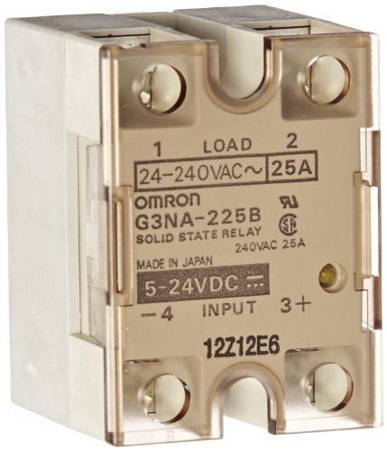 Omron G3NA-225B DC5-24 Solid State Relay, Zero Cross Function, Yellow Indicator, Phototriac Coupler Isolation, 25 A Rated Load Current, 24 to 240 VAC Rated Load Voltage, 5 to 24 VDC Input Voltage