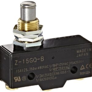 Omron Z-15GQ-B General Purpose Basic Switch, Panel Mount Plunger, Medium OP, Screw Terminal, 0.5mm Contact Gap, 15A Rated Current