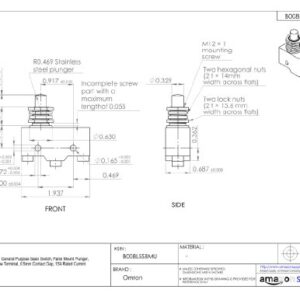 Omron Z-15GQ-B General Purpose Basic Switch, Panel Mount Plunger, Medium OP, Screw Terminal, 0.5mm Contact Gap, 15A Rated Current