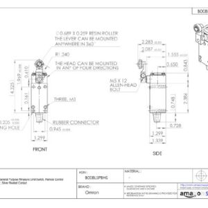 Omron HL-5000 General Purpose Miniature Limit Switch, Remote Control Wire, Roller Lever, Silver Riveted Contact