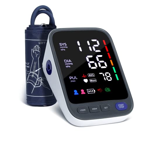 Blood Pressure Machine, Automatic Digital Blood Pressure Monitor with Uppre Arm Adjustable Large Cuff 8.7-16.5", 2 User 240 Memory, LED Backlit Display BP Monitors for Home Use