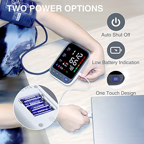 Blood Pressure Machine, Automatic Digital Blood Pressure Monitor with Uppre Arm Adjustable Large Cuff 8.7-16.5", 2 User 240 Memory, LED Backlit Display BP Monitors for Home Use