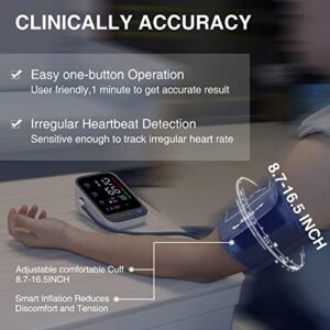 Blood Pressure Machine, Automatic Digital Blood Pressure Monitor with Uppre Arm Adjustable Large Cuff 8.7-16.5", 2 User 240 Memory, LED Backlit Display BP Monitors for Home Use