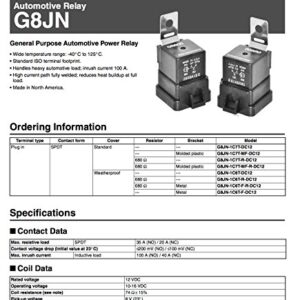 ( One Pair) OMRON Trim Tilt Relay for Outboard Motor American, SPDT, 12 VDC, 40A, G8JN Series, Panel, Quick Connect