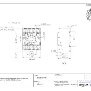 Omron PF113A-E General Purpose Track Mounted Socket, 3 Poles, 10 A Maximum Carry Current, For Use With MKS3 Series Relays