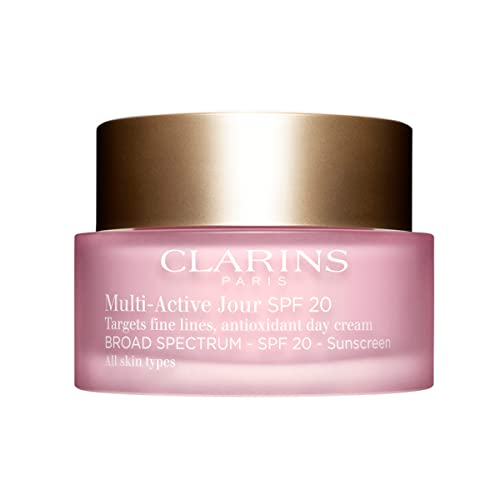 Clarins Multi-Active Day Cream, Broad Spectrum SPF 20 Sunscreen | Multi-Tasking Anti-Aging Moisturizer | UVA/UVB Protection | Visibly Minimizes Fines Lines | Boosts Radiance | Smoothes and Tones